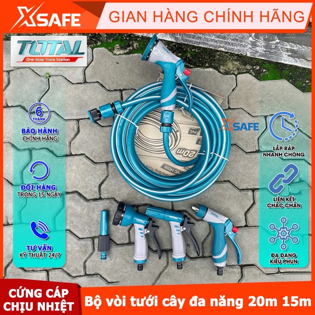 Bộ vòi tưới cây đa năng 20m 15m 10m 5m - Bộ ống dây nước xịt rửa gia đình sân vườn TOTAL ...