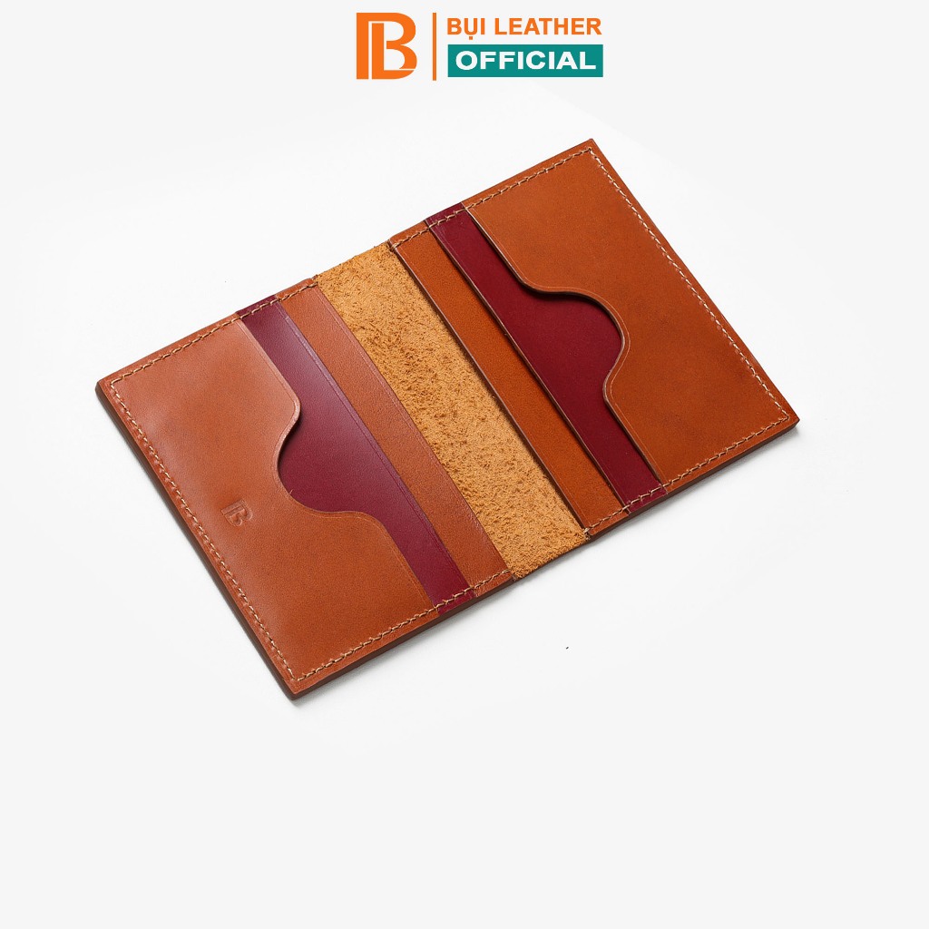 Card holder nam gập đôi da Pullup nâu bò V154 Bụi leather | Shopee Việt Nam
