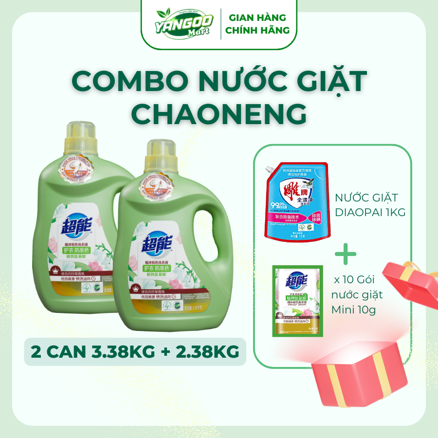 Combo 2 Can Nước Giặt CHAONENG 2.38kg và 3.38kg Chiết Xuất Hữu Cơ Chống ...
