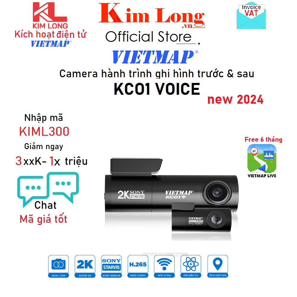 Camera hành trình Vietmap KC01 V2 pro Cảnh Báo Giao Thông SUPER HD Cảm ...