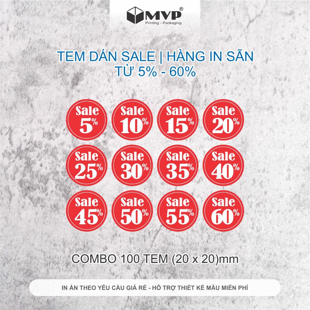 Tem Giảm Giá, tem dán Sale, Tem Khuyến Mãi từ 5% đến 60% - tem tròn 2cm ...
