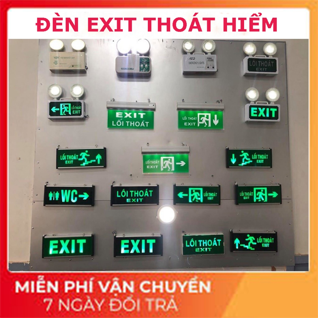 ĐÈN EXIT. ĐÈN THOÁT HIỂM , CHỈ LỐI THOÁT 2 MẶT. ĐÈN EXIT 2 MẶT CÓ CHỮ ...