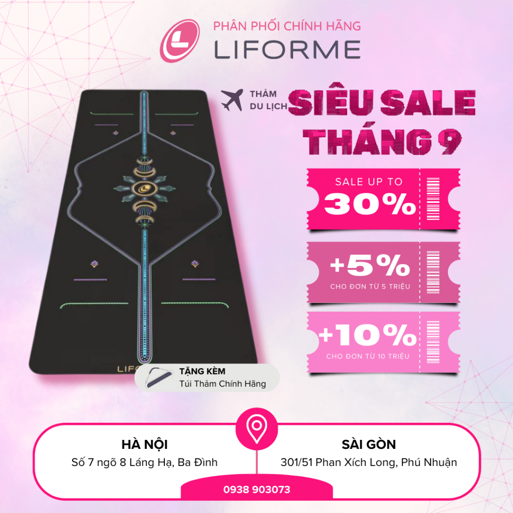 Thảm tập yoga du lịch Liforme Cosmic Moon 2mm - Matte Black | Shopee Việt Nam