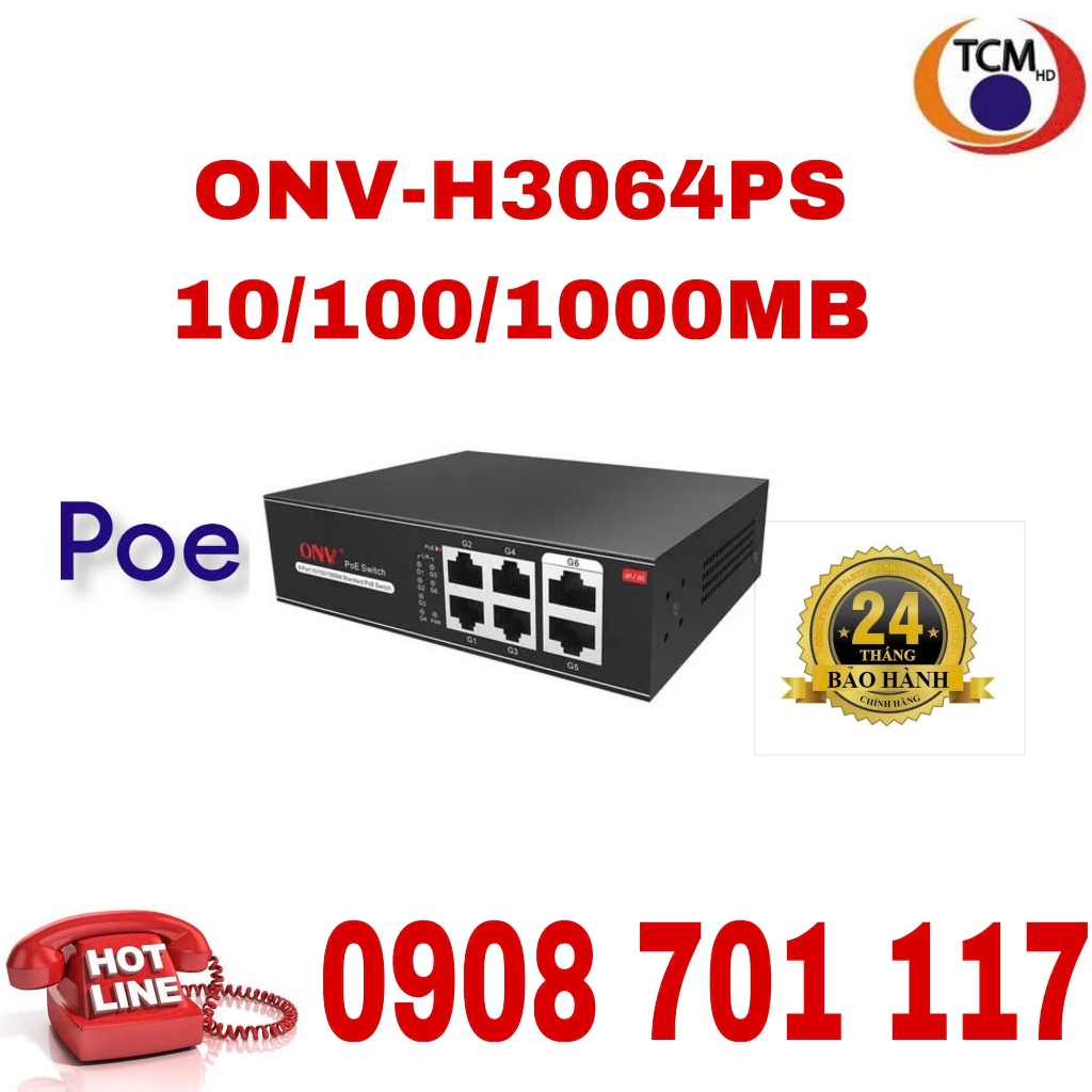 Switch POE 4 cổng 1000M + 2 port uplink ONV-H3064PS - CHÍNH HÃNG ...