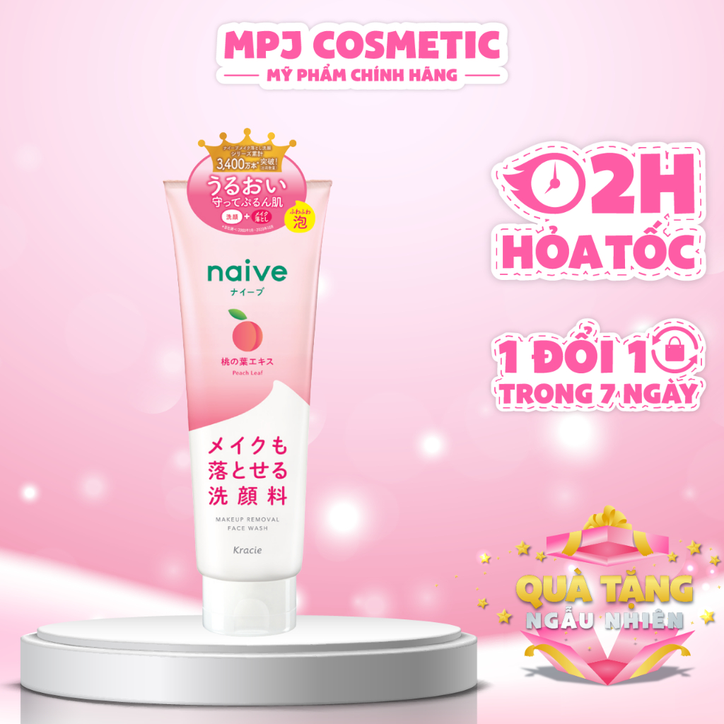 Sữa Rửa Mặt Tẩy Trang Kracie Naive Make Up Removal Face Wash Peach Leaf | Shopee Việt Nam