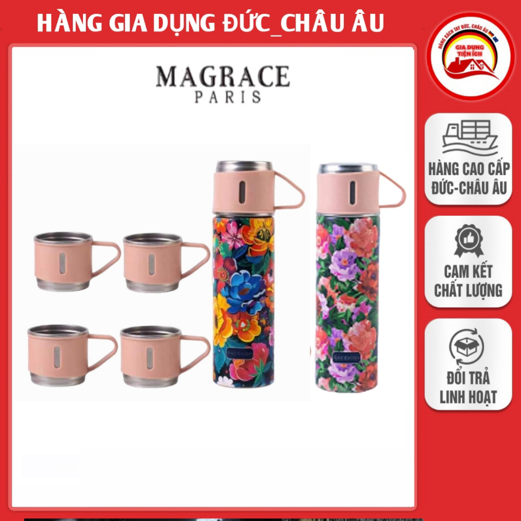 Bình giữ nhiệt Racekish Magrace Paris 500ml kèm 3 nắp cốc & túi đựng ...