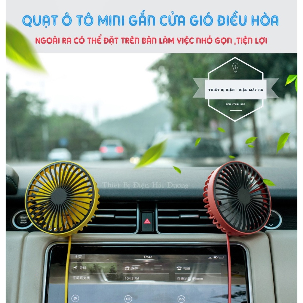 Quạt ÔTÔ Mini GXZ-F829,F-406 - Gắn Cửa Điều Hòa - 3 Chế Độ Gió - Xoay 360 Độ - Chân Cắm USB, Còn ...