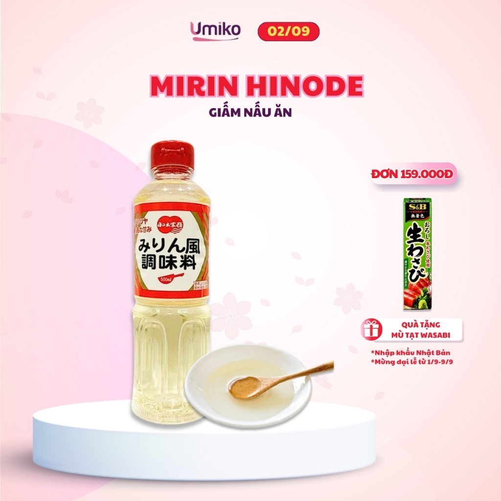 Giấm Nấu Ăn Mirin Hinode nội địa nhật bản, gia vị nấu ăn Mirin vị ngọt tự nhiên 500ml - Umiko ...