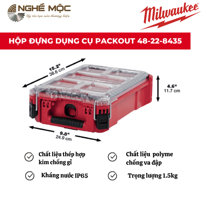 Hộp đựng dụng cụ packout MILWAUKEE 8435, 8430, 8436 | Shopee Việt Nam