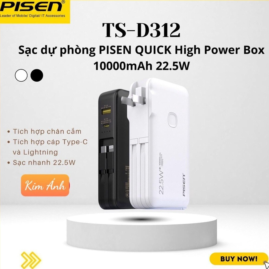 Sạc dự phòng PISEN QUICK High Power Box 10000mAh, 22.5W OWN (TS-D312 ...