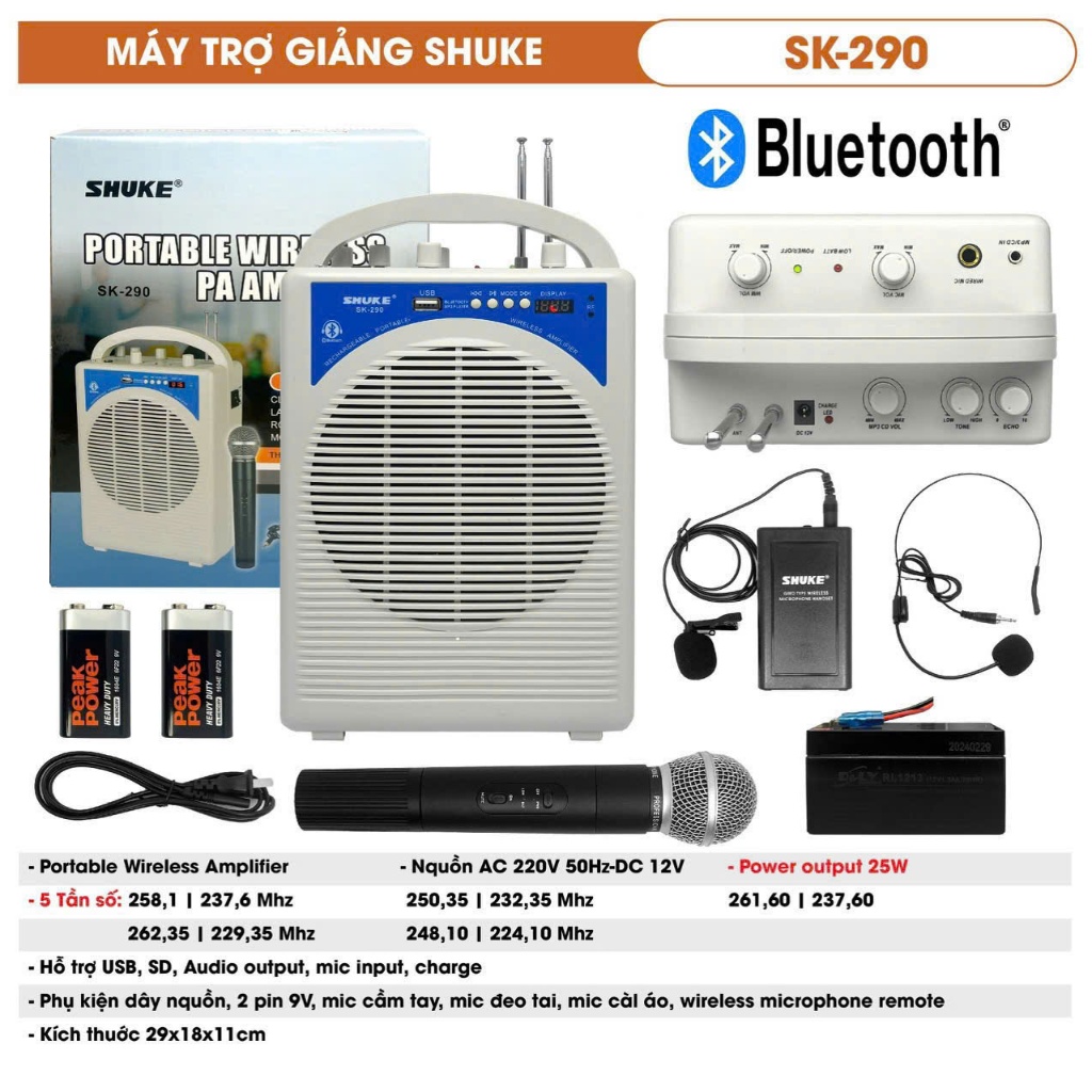 Máy Trợ Giảng SHUKE SK-290 Có Hỗ Trợ Bluetooth - Loa trợ giảng không ...