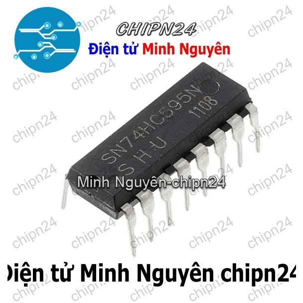 [4 con] (DIP) IC 74595 74HC595 DIP-16 (SN74HC595N) (IC ghi dịch 8 bit ...