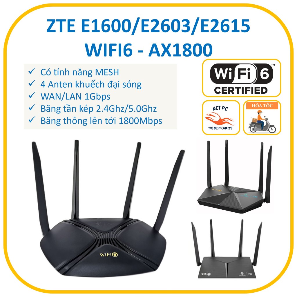 [RẺ VÔ ĐỊCH] Bộ Phát Wifi Mesh Wifi 6 ZTE E1600 E2603 E2615 AX1800 ...