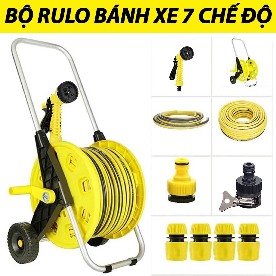 Bộ vòi xịt rulo CARVIETNAM gồm bánh và tay cầm inox,hỗ trợ cuộn ống ...