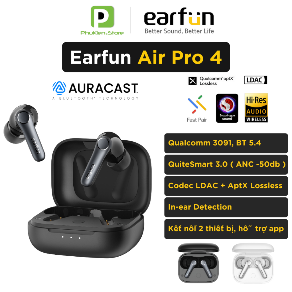 [ Có Sẵn ] Tai nghe True Wireless EARFUN Air Pro 4 | QCC3091 | ANC ...