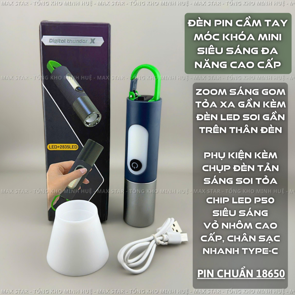 Đèn pin cầm tay siêu sáng XST 836 ZOOM sáng xa gần sử dụng LED P50 4 ...