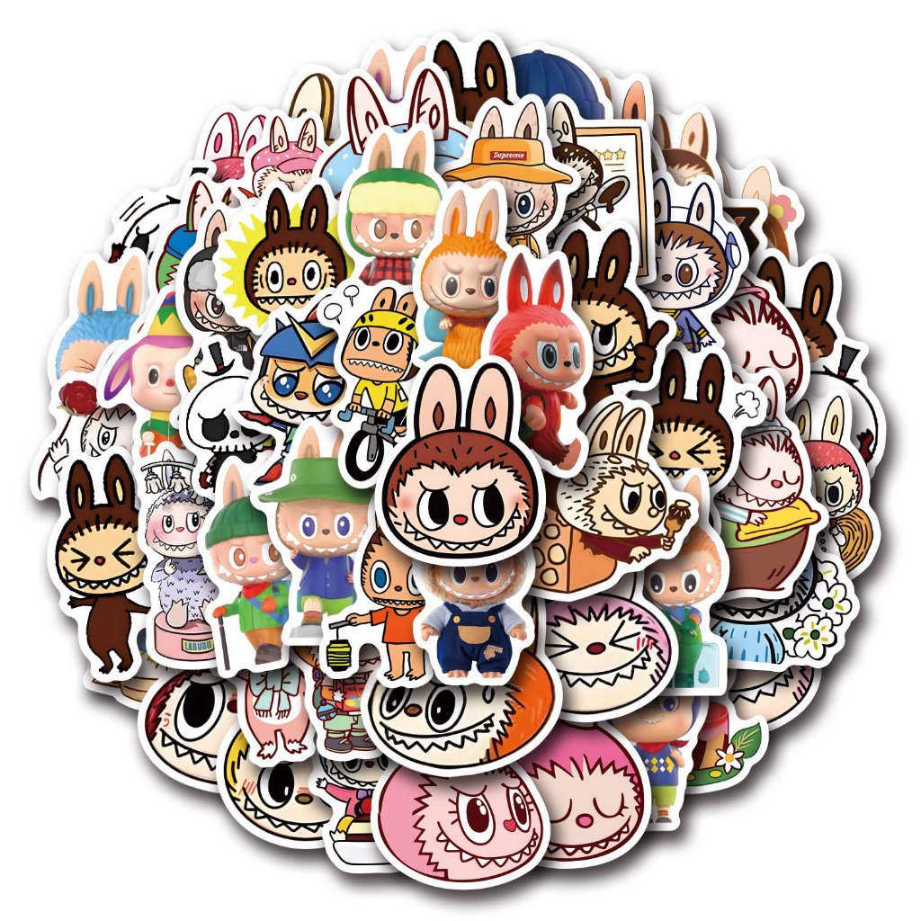 Sticker s590 Labubu chibi 2 trang trí mũ bảo hiểm,guitar,ukulele,điện ...