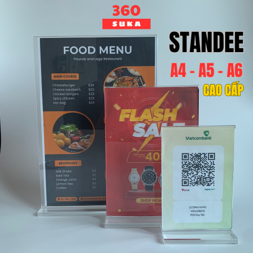 Standee Menu Mica, bảng menu A4 A5 A6 trong suốt cao cấp - Suka 360 ...