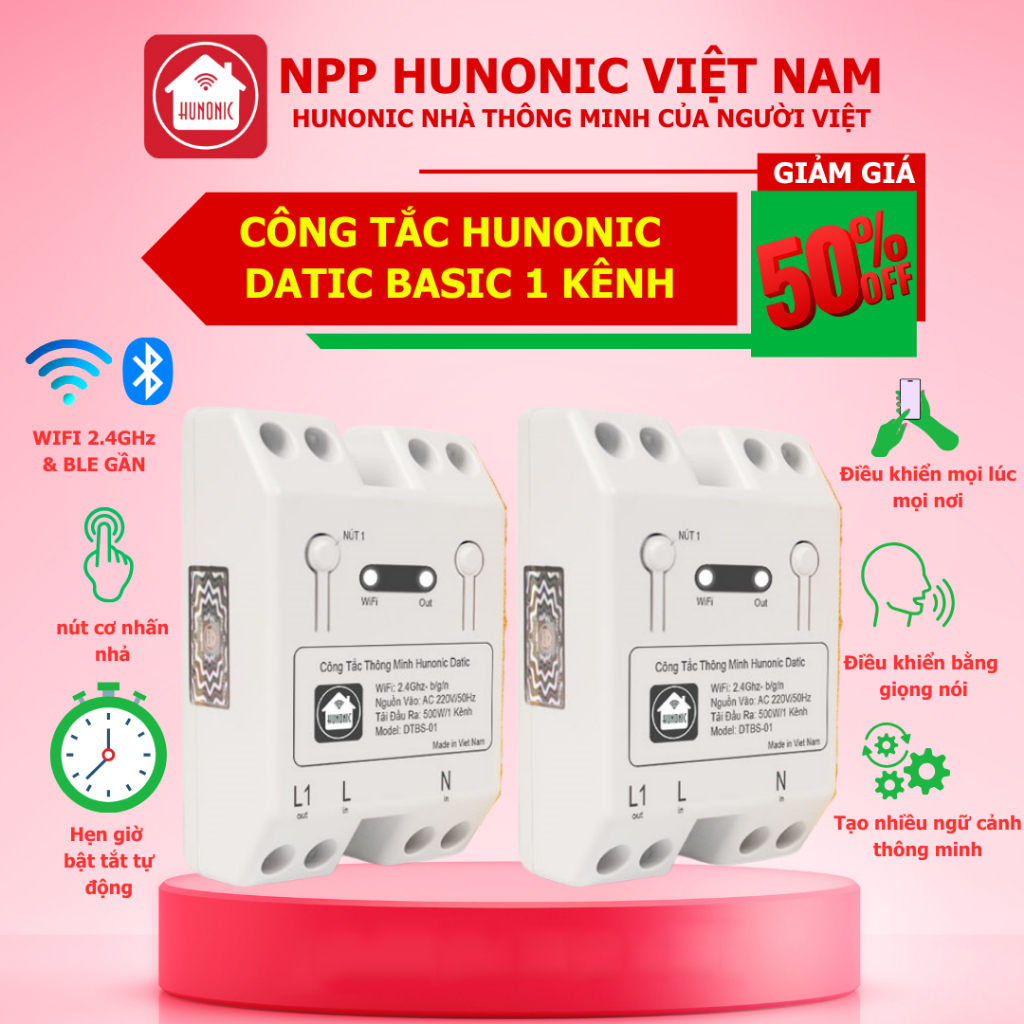 Công Tắc Wifi Hunonic Datic Basic 1 Kênh Bật Tắt Từ Xa Trên Điện Thoại ...