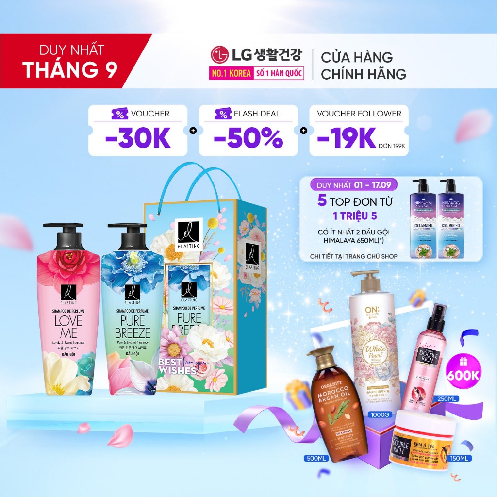 [ QUÀ TẶNG 20.10] Hộp quà dầu gội hương nước hoa Elastine 600ml | Shopee Việt Nam