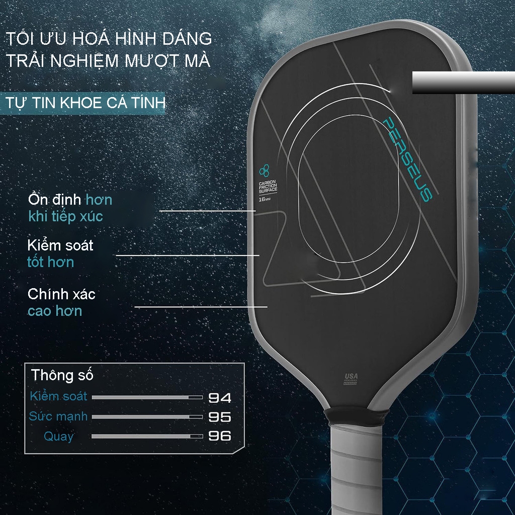 [XẢ KHO] Vợt Pickleball Carbon T700, Vợt Pickleball T700 SIÊU BỀN 16mm với Charged Carbon tạo ...