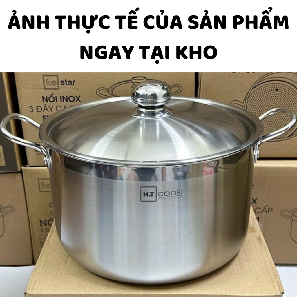 Nồi Luộc Gà Inox 1 Đáy HT COOK 26/28/30/32cm Nắp Inox, Dùng tốt trên bếp từ - Hàng Việt Nam Chất ...