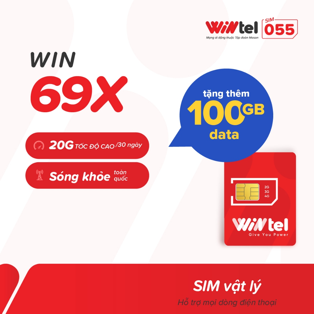 (Tặng Voucher 20K) Sim 4g, sim data wintel win69x - sim data tốc độ cao ...
