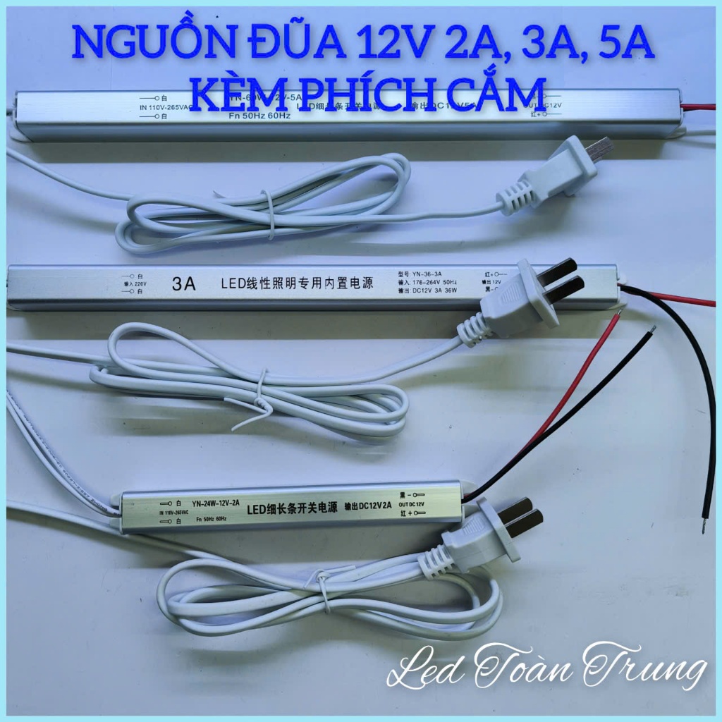 Nguồn led đũa 12V 5A, 12v3a, 12v2a kèm dây nguồn dùng cho led | Shopee Việt Nam
