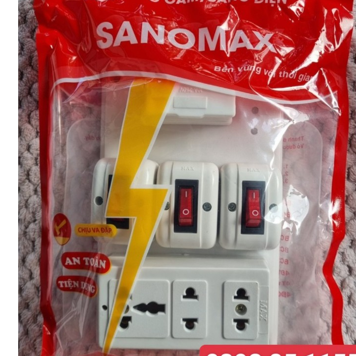 Táp lô điện, bản điện Sanomax làm sẵn 3 công tắc, ổ cắm 3 lỗ đa năng ...