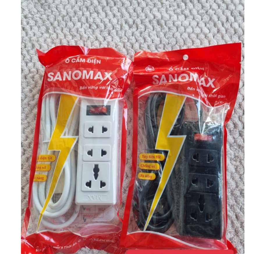Ổ cắm điện kèm dây có công tắc cao cấp Sanomax dây 3 mét, 5 mét 3 lỗ ...