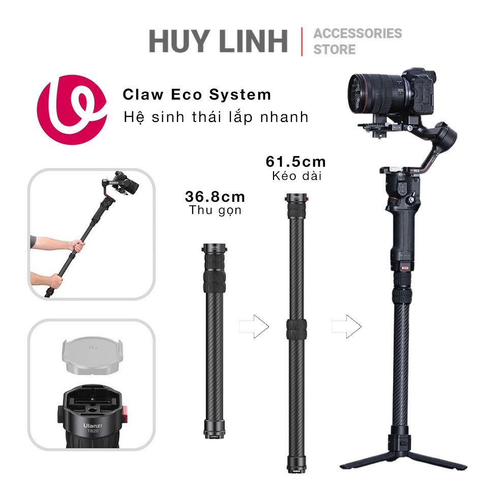Gậy nối dài Gimbal Ulanzi TB20 Claw Quick Release Sử dụng cho Gimbal DJI RS 3/RS 3 Pro/RS 3 Mini ...