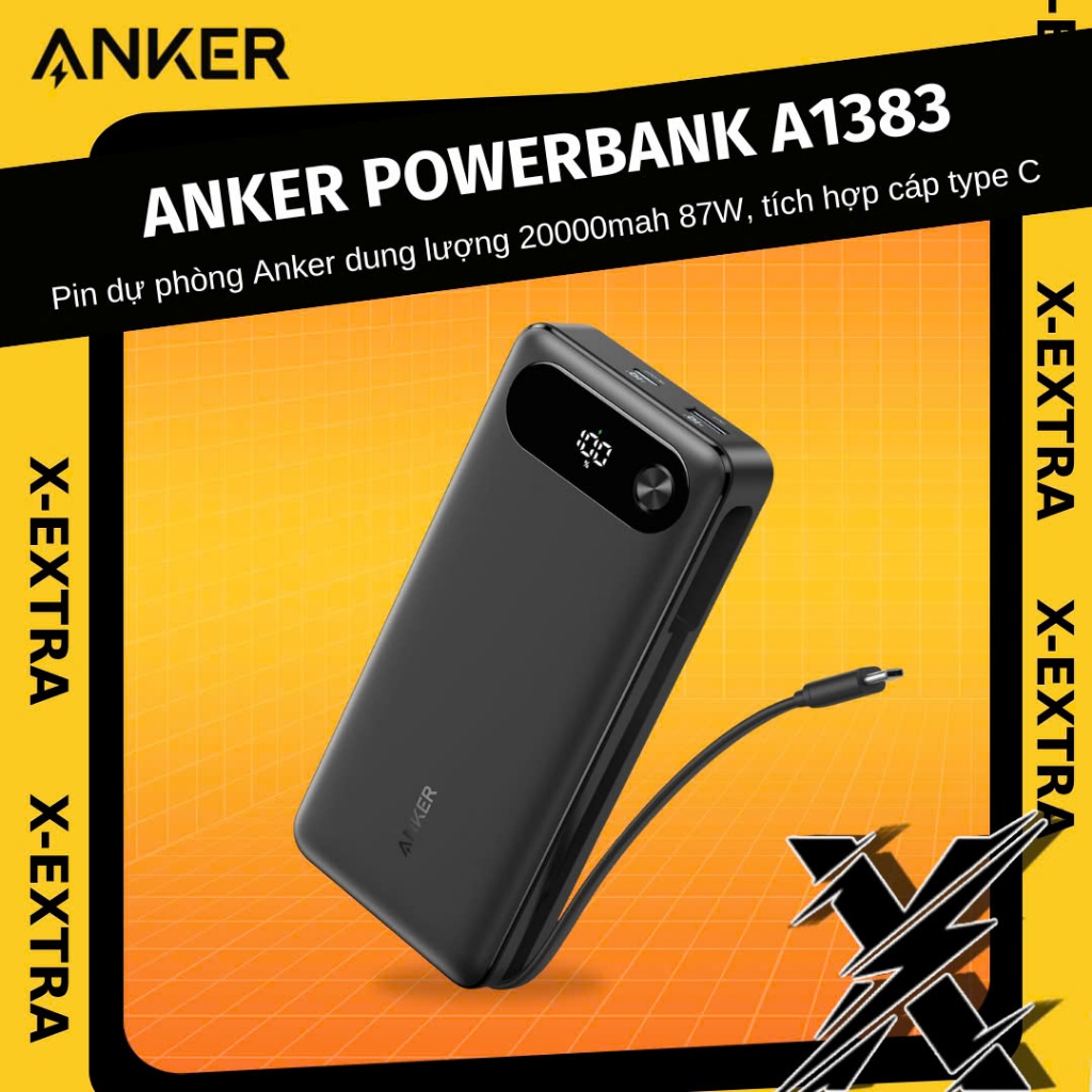 Pin dự phòng Anker A1383 dung lượng 20000mah tích hợp cáp Type C công ...