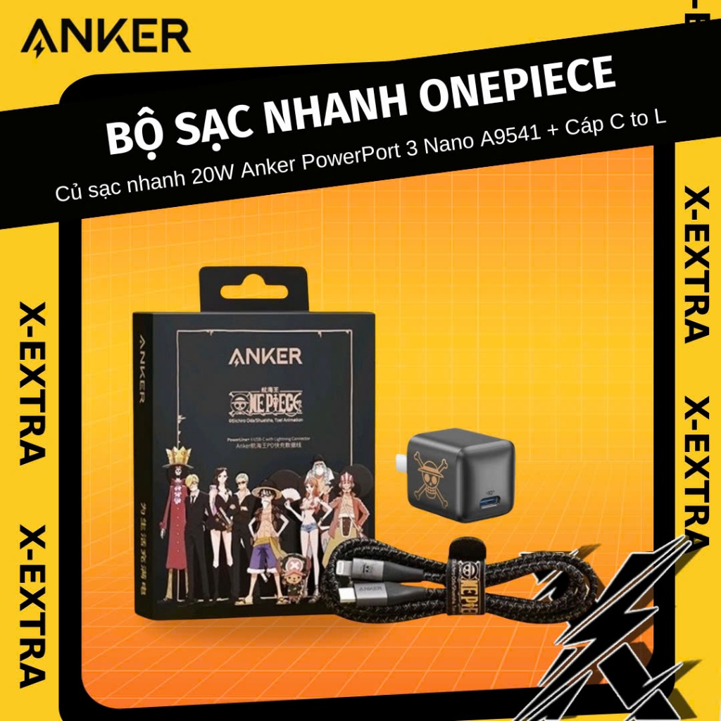 Bộ sạc Anker PowerPort 3 Nano A9541 hổ trợ sạc nhanh 20W A2633 + Cáp C ...