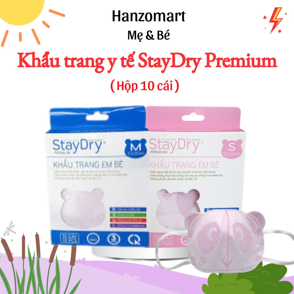 Khẩu trang y tế cho em bé StayDry Premium hộp 10 cái - hanzomart ...