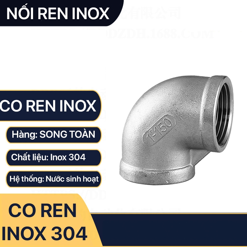 Co Inox 304, Cút Ren Trong Inox 304 Hai Đầu Ren Trong 13 17 21 27 34 ...