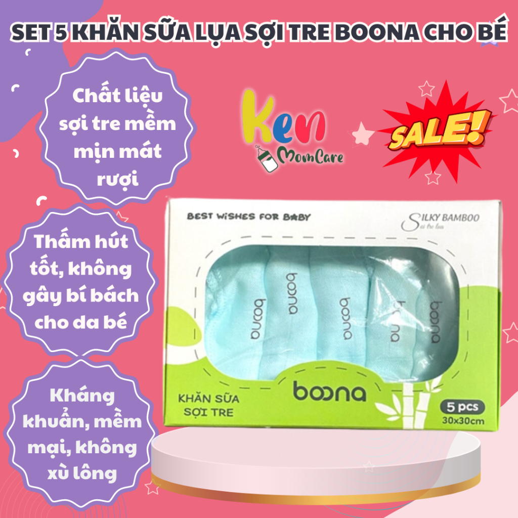 SET 5 KHĂN SỮA LỤA SỢI TRE BOONA CHO BÉ | Shopee Việt Nam