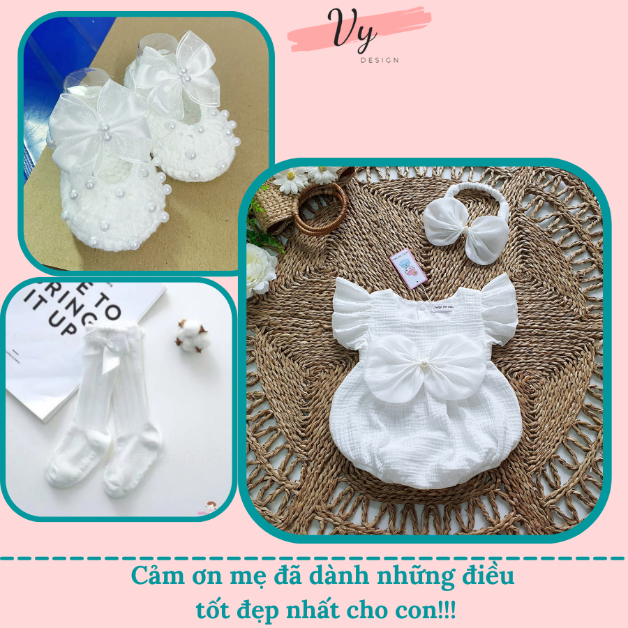 Body Bé Gái Sơ Sinh Xô Trắng. Bodysuit Cho Bé Thiết Kế Cao Cấp, Chất ...