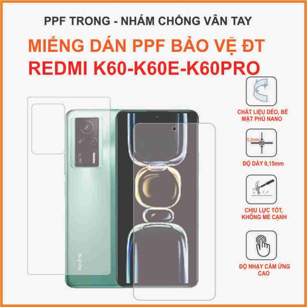 Dán Ppf Redmi k60 / K60e / K60PRO Dán nhám chống bám vân tay | Shopee Việt Nam
