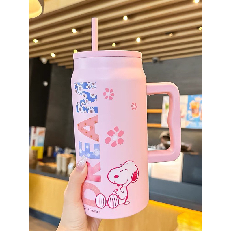 Ly giữ nhiệt Snoopy 1500ml inox304 , ly giữ nhiệt cao cấp có ống hút ...