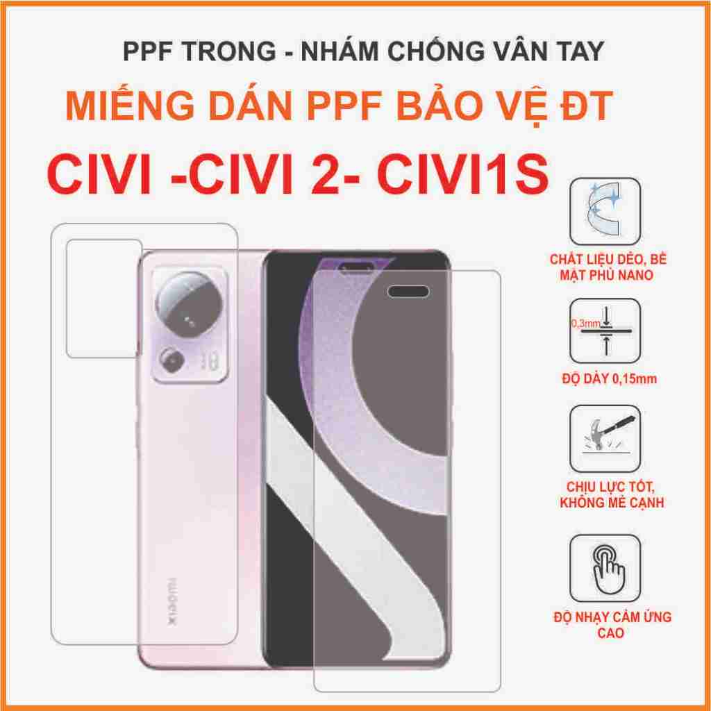 Miếng dán Ppf Xiaomi Civi / Civi 2 / Civi 1s / Civi 3 Dán nhám chống bám vân tay | Shopee Việt Nam