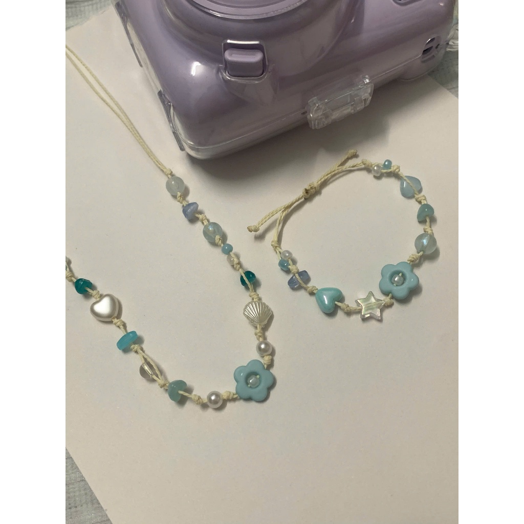 Combo vòng cổ và vòng tay hoa cùng loại, vòng handmade nữ tính | Shopee ...