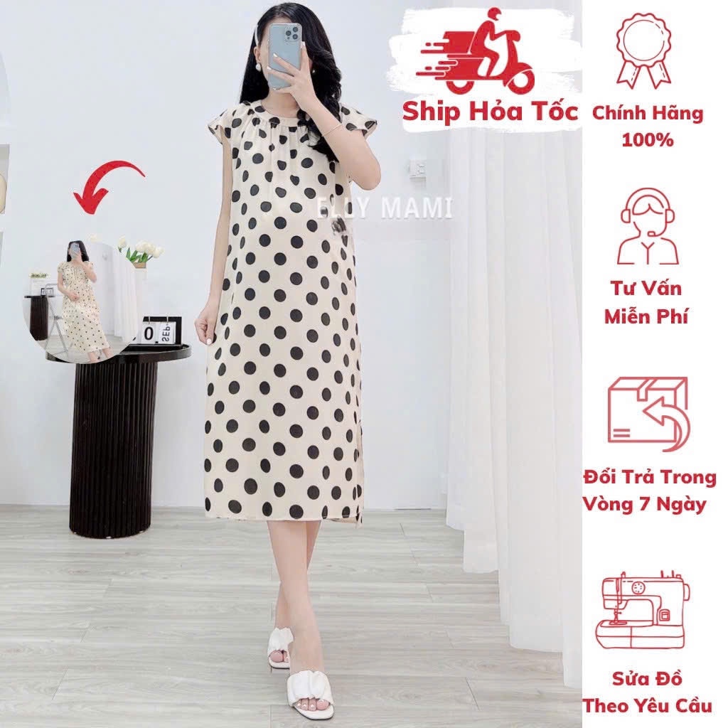 [BEST SELLER]( 40kg - 75kg ) Đầm Bầu, Suông Chấm Bi Bự, Tay Cánh Tiên ...