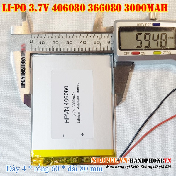Pin Li-Po 3.7V 3000mAh 406080 366080 (Li-Polymer) cho Điện Thoại, Máy ...