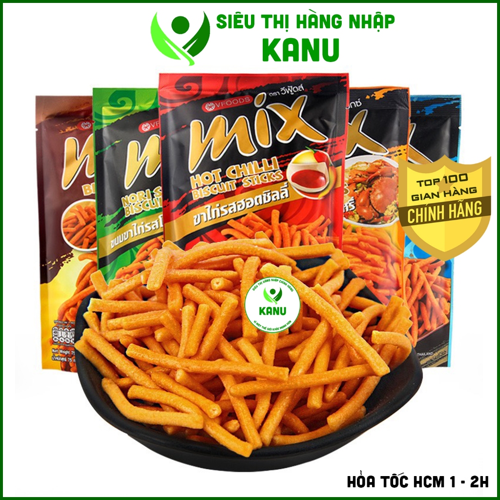 Snack tăm Mix Vfood Thái Lan vị cay siêu ngon - bim bim tăm cay - đồ ăn ...
