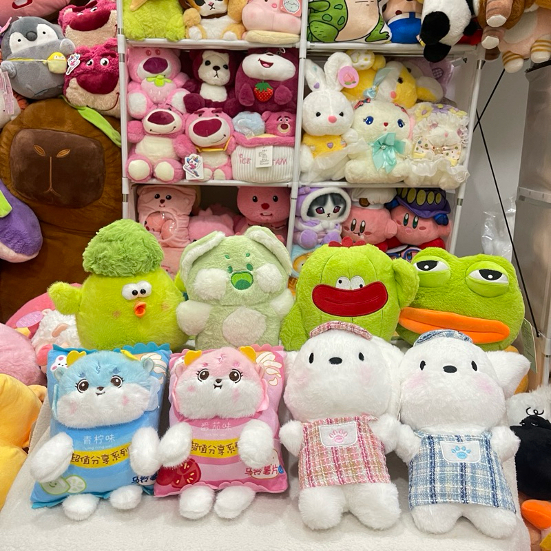 Gấu bông gà xanh, gà miniso 1:1, gà ngáo, mèo dudu, snacks, xương rồng ...