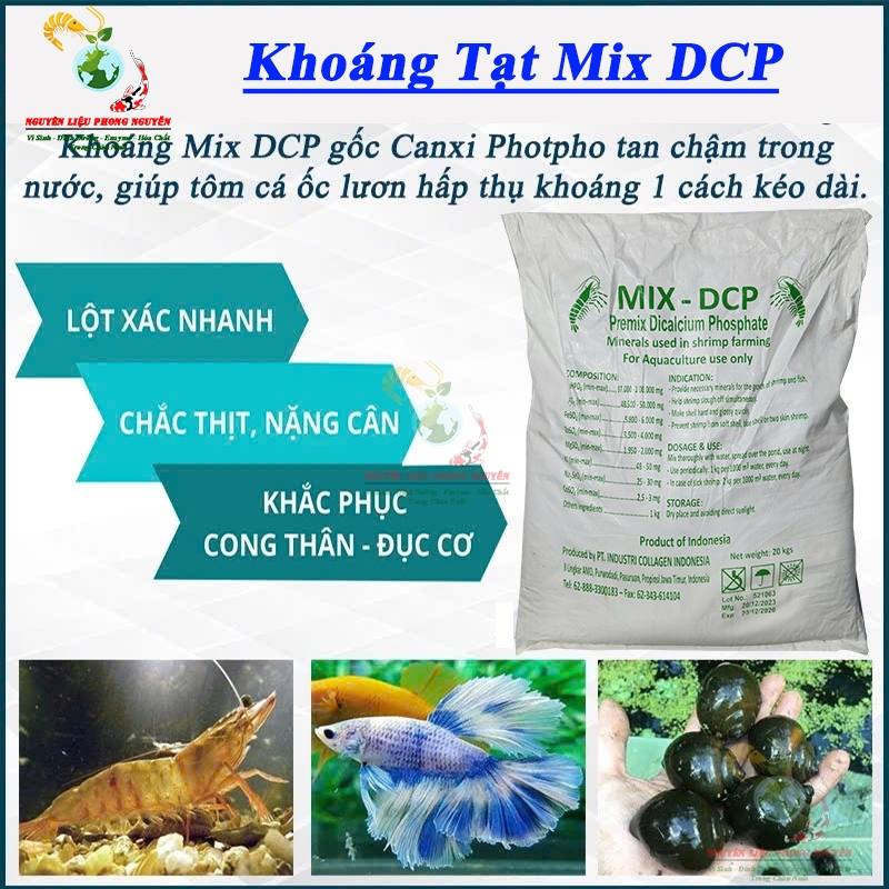 1kg Khoáng đa vi lượng Mix DCP, khoáng cho cá tôm tép ốc, Khoáng tạt ...