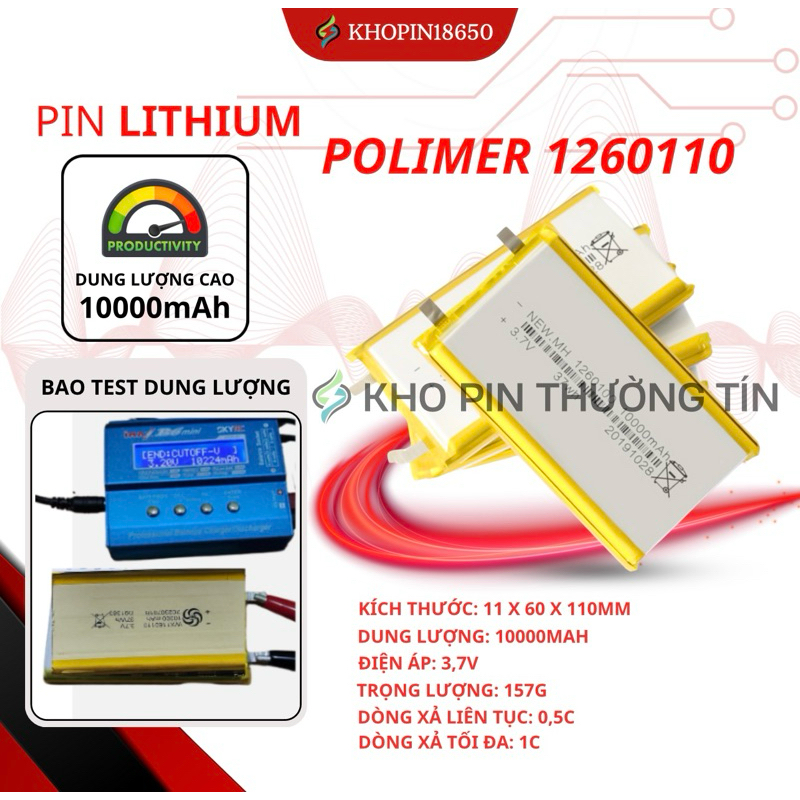 Cell pin Lipo 10000mAh mới sạc dự phòng trong suốt chuẩn dung lượng ...