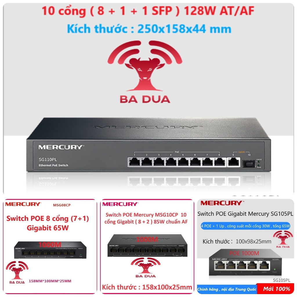 Bộ Chia Mạng Switch Poe Gigabit Mercury 4 5 6 7 8 10 cổng port MSG05CP ...