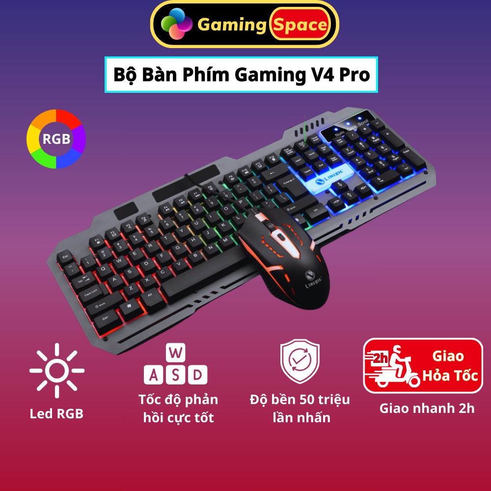 Bàn phím máy tính gaming V4 | V4Pro Led RGB chống nước chuyên game PC | Laptop làm việc văn ...
