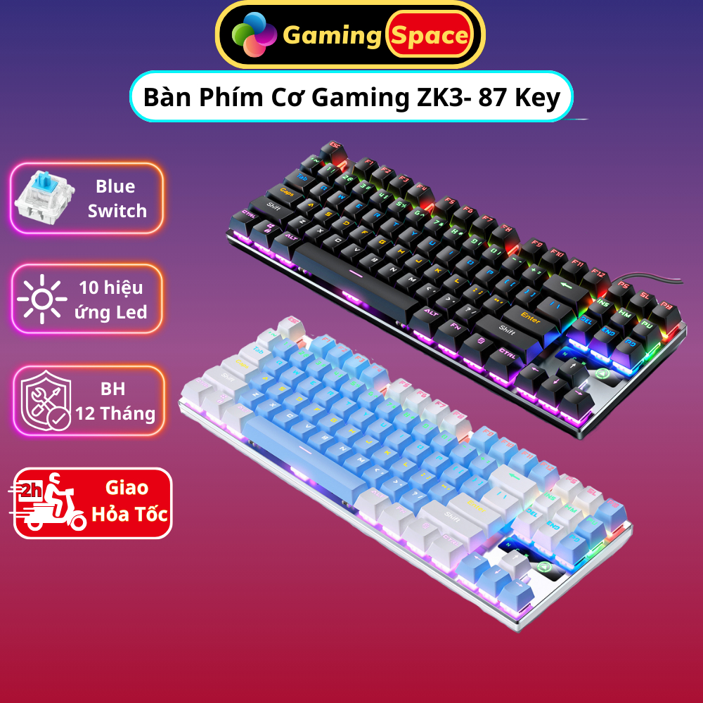Bàn Phím Cơ Gaming có dây ZK3 Pro Blue Switch 87 Key chuyên game PC ...